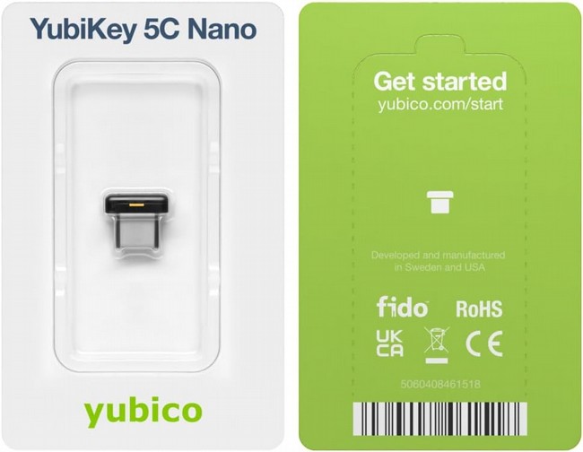 מפתח אימות זהות בחומרה YubiKey 5C Nano FIPS 5060408464274