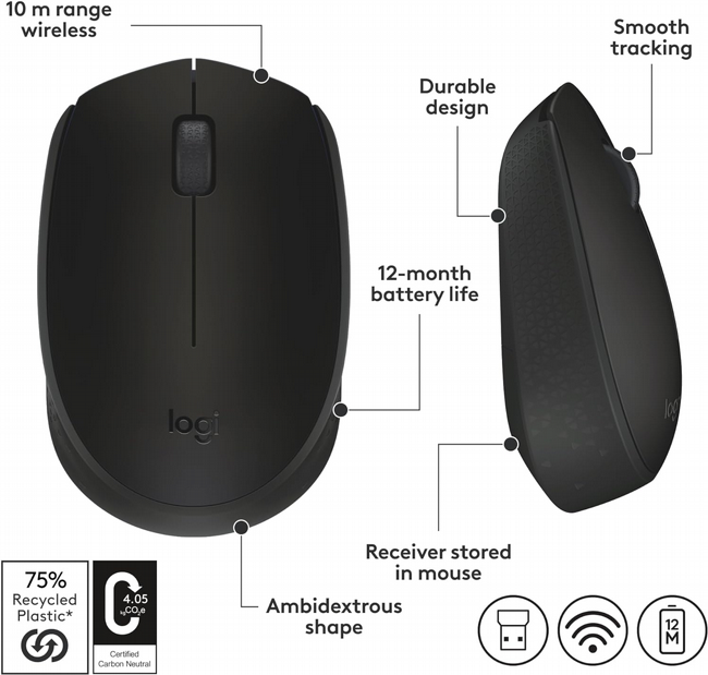 עכבר אלחוטי Logitech M170 Wireless Mouse 91000-464-20